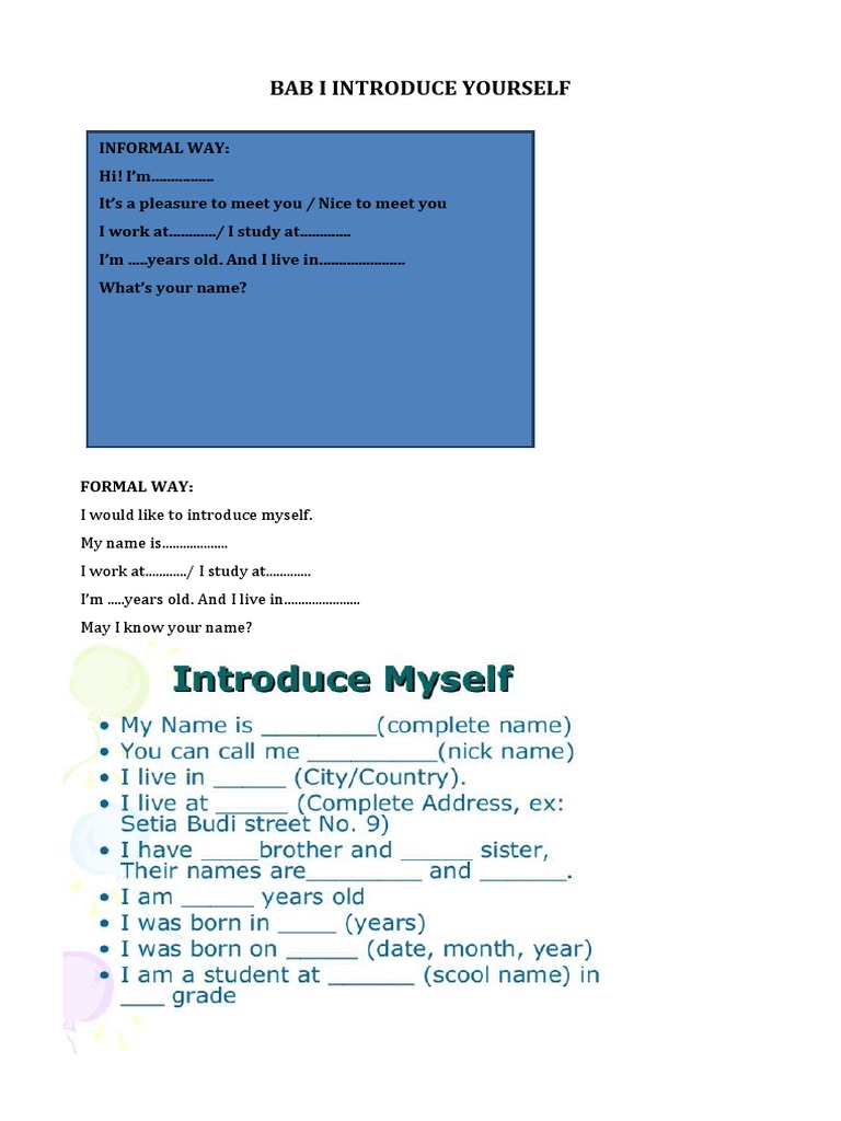 Introduce Yourself | PDF