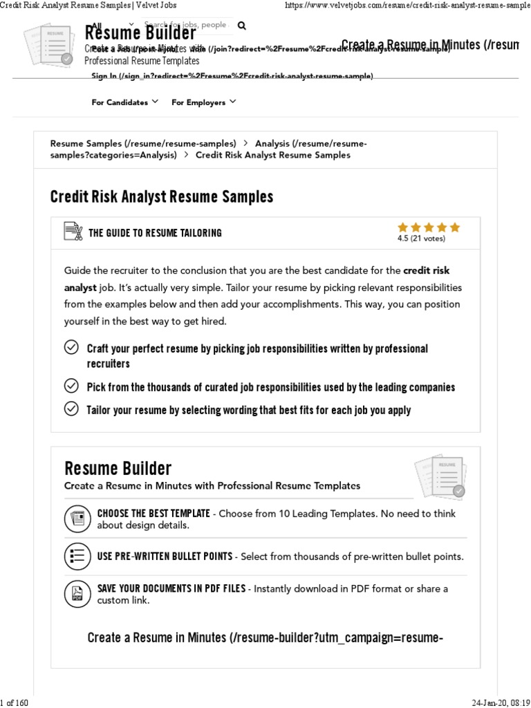 Credit Risk Analyst Resume Samples - Velvet Jobs | PDF | Financial ...