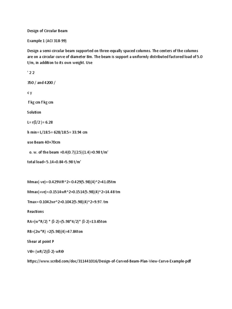 Design of Circular Beam | PDF