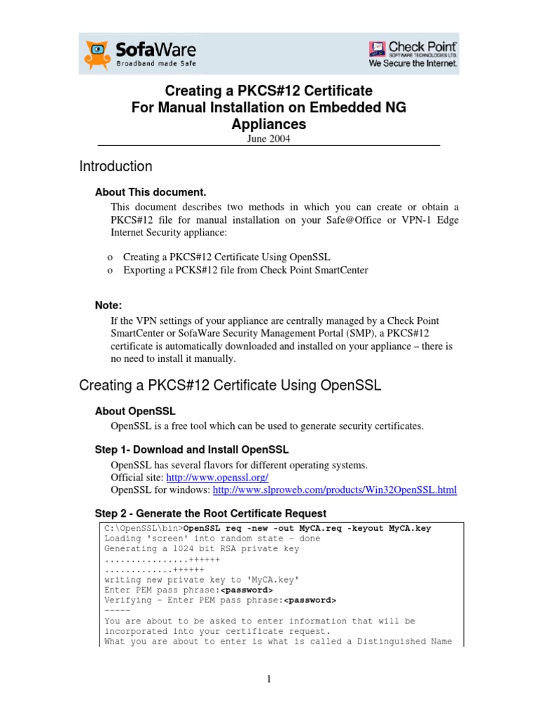 PKCS#12 Certificate Guide for NG Appliances | PDF | Public Key Cryptography | Password