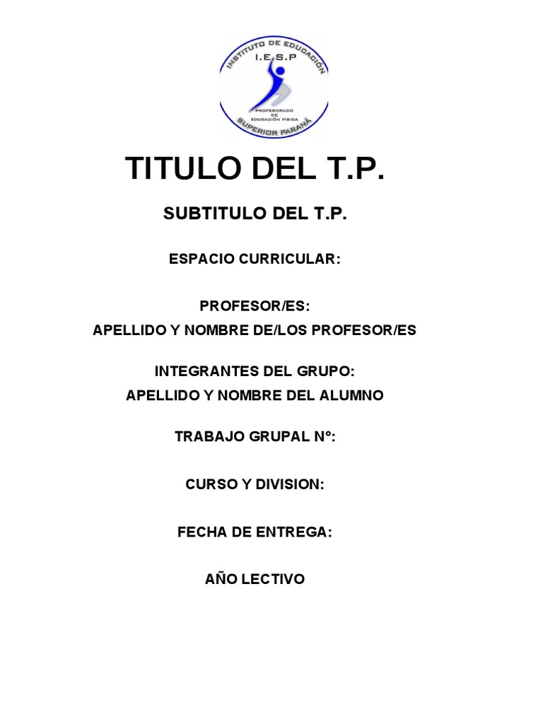 Modelo Caratula para Los TP | PDF