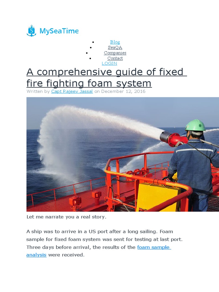 A Comprehensive Guide of Fixed Fire Fighting Foam System: Seaqa ...