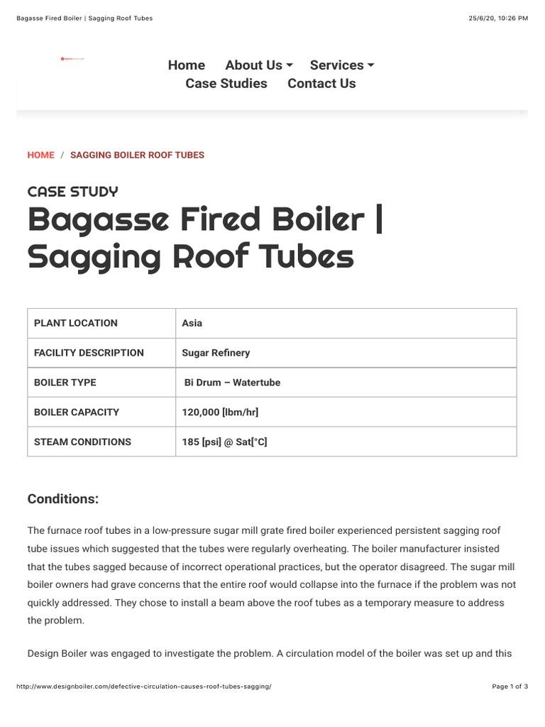 Bagasse Boiler Roof Tube Sagging Fixed with Mud Drum Baffle | PDF ...