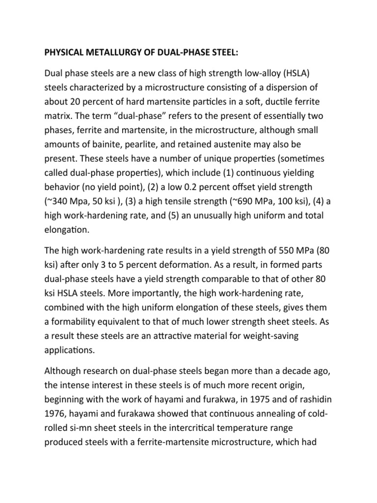 Dual Phase Steel | PDF | Annealing (Metallurgy) | Steel