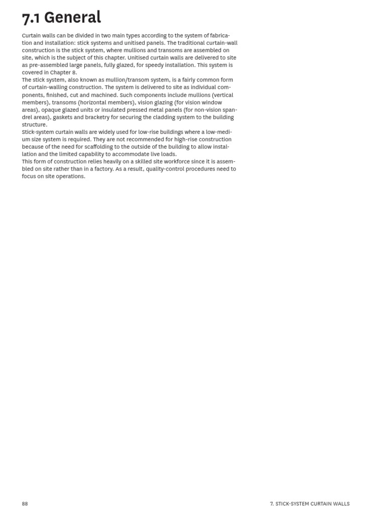 Stick-System Curtain Wall Overview | PDF | Technology & Engineering
