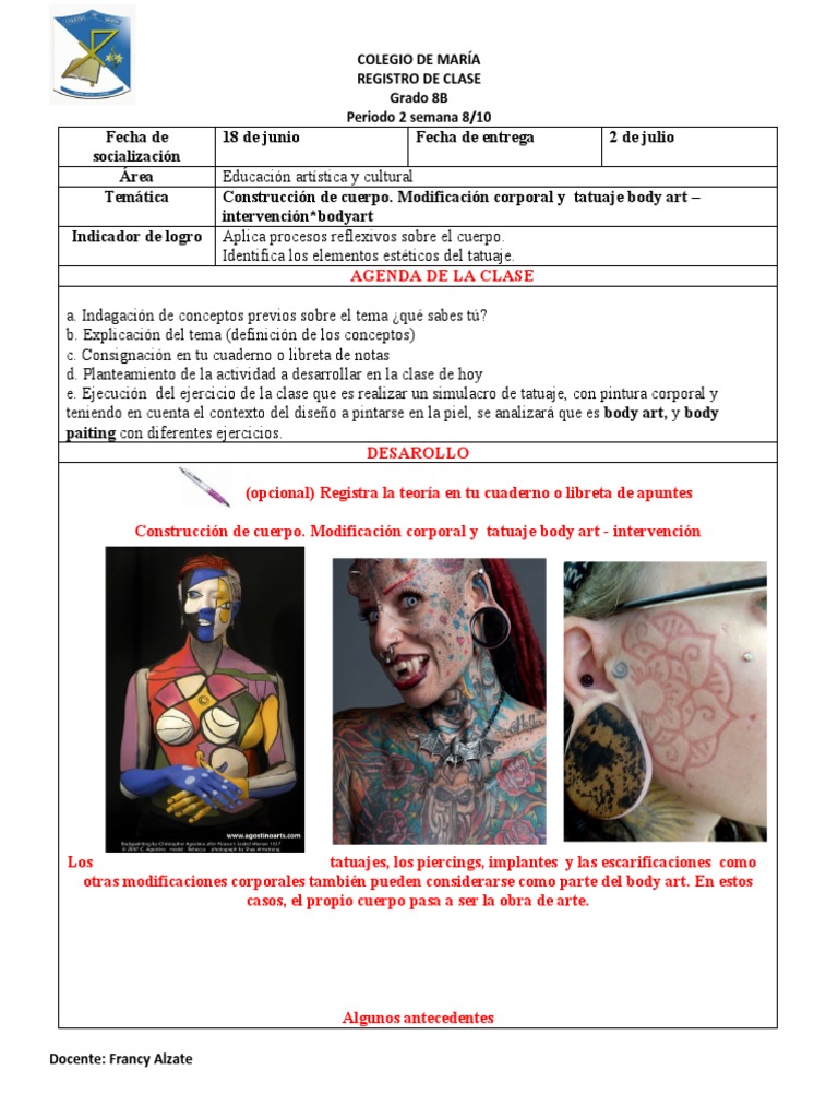 CLASE 8-8B Artes | PDF | Tatuaje | Arte de performance