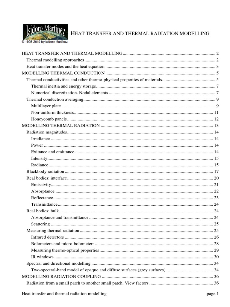 Heat Transfer And Thermal Radiation Modelling Pdf Heat Transfer