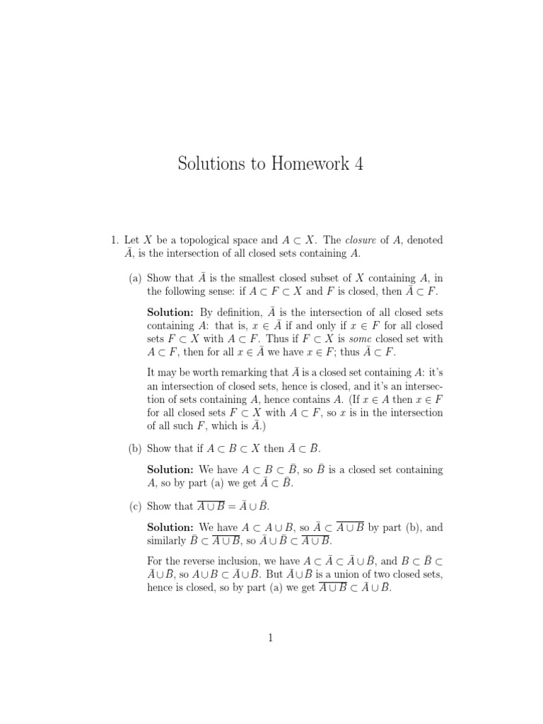 Solutions To Homework 4 | PDF | Empty Set | Set (Mathematics)