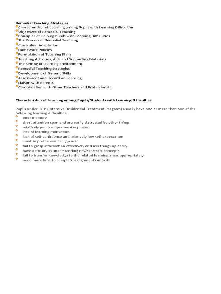 Remedial Teaching Strategies | PDF | Learning Disability | Teachers