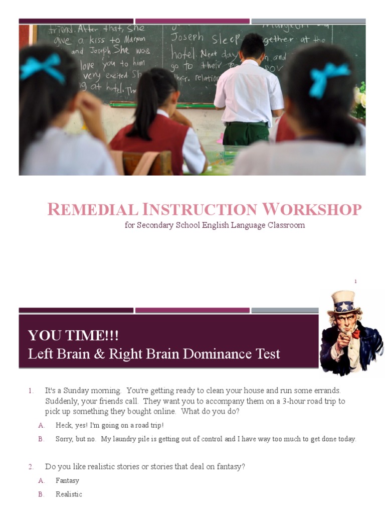 Emedial Nstruction Orkshop: For Secondary School English Language ...