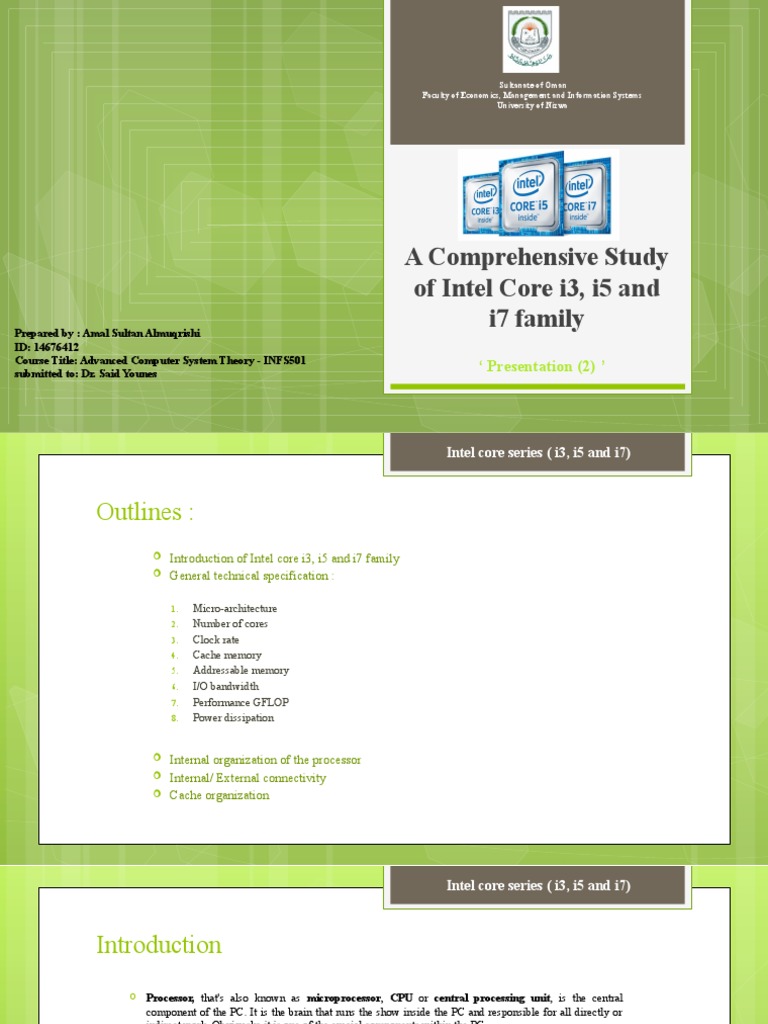 A Comprehensive Study of Intel Core I3, I5 and I7 Family: Presentation ...