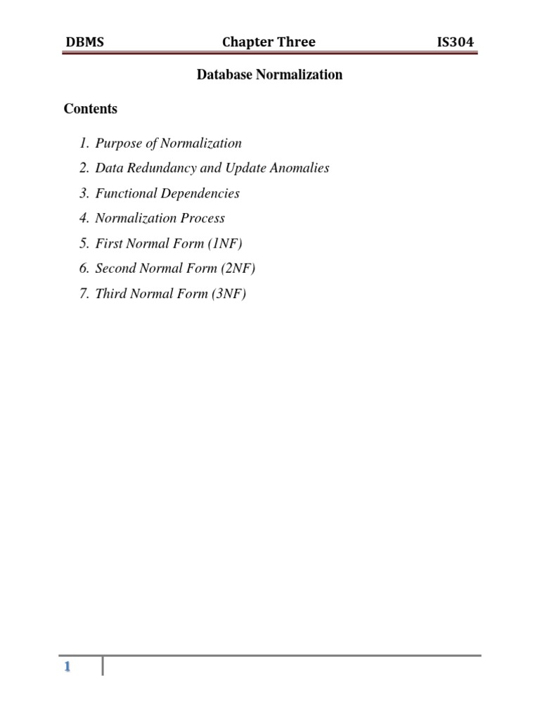 Dbms Chapter Three Is304 Database Normalization | PDF | Databases | Data Management