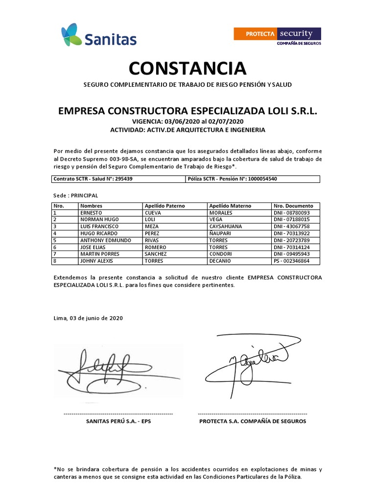 Constancia SCTR JUNIO 20 | PDF