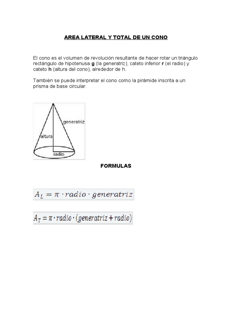 Área Lateral y Total de un Cono | PDF
