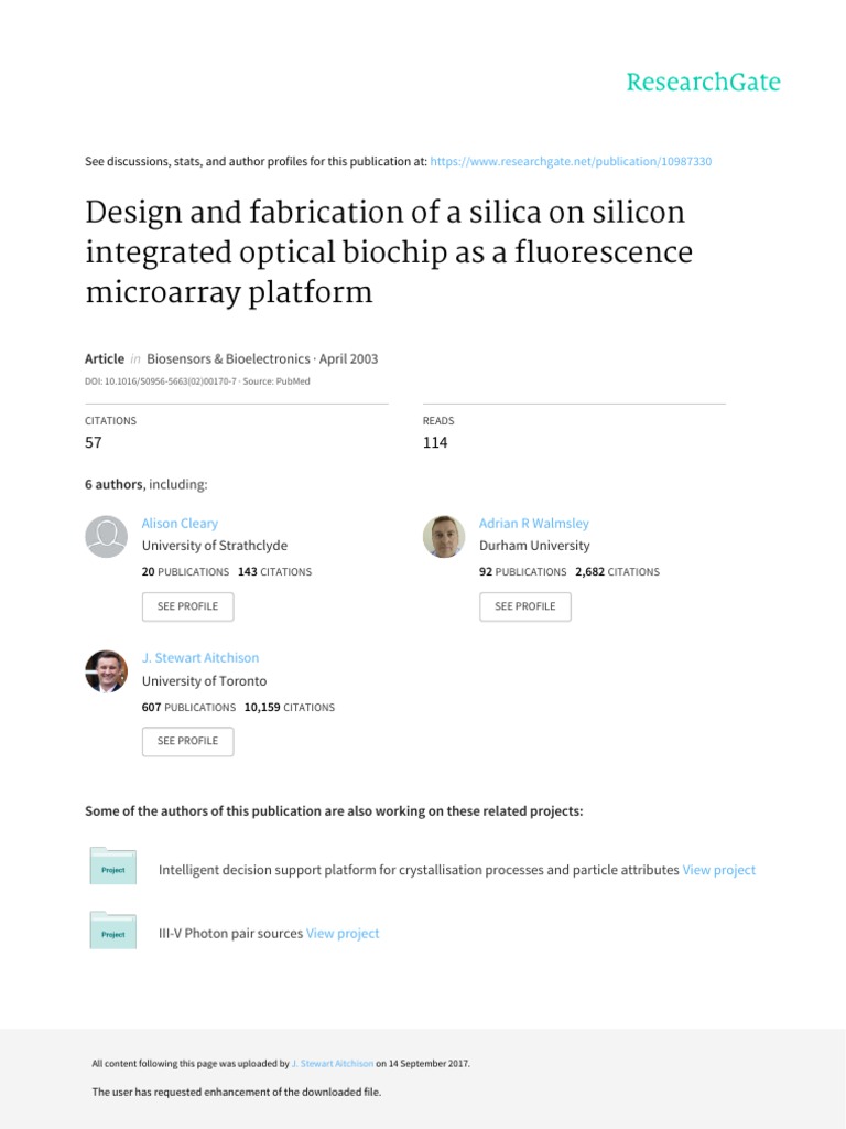 Optical Biochip Design and Fabrication | PDF | Biosensor | Waveguide