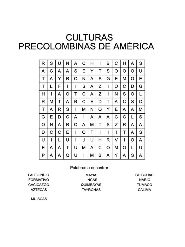 Sopa-De-Letras-De-Culturas-Precolombinas-De-América Ok PDF | PDF