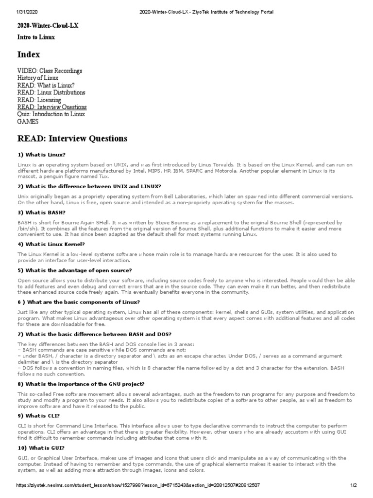 Interview While Getting Job Lesson 3 | PDF | Linux | Command Line Interface