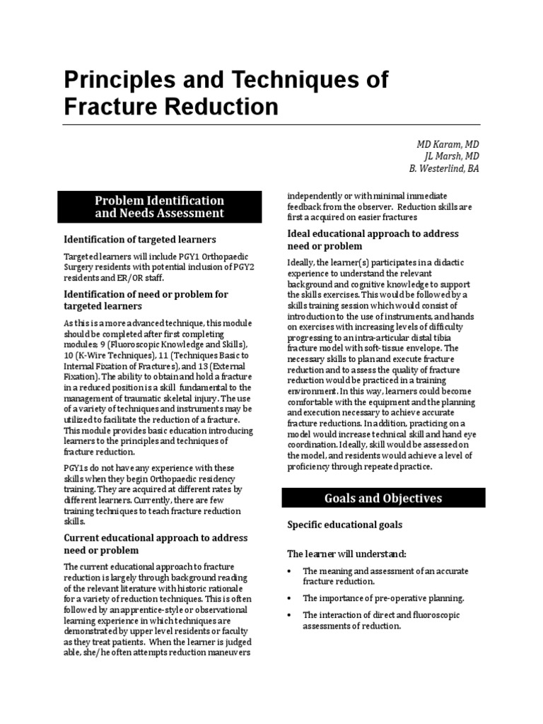 Principles and Techniques of Fracture Reduction | Download Free PDF ...
