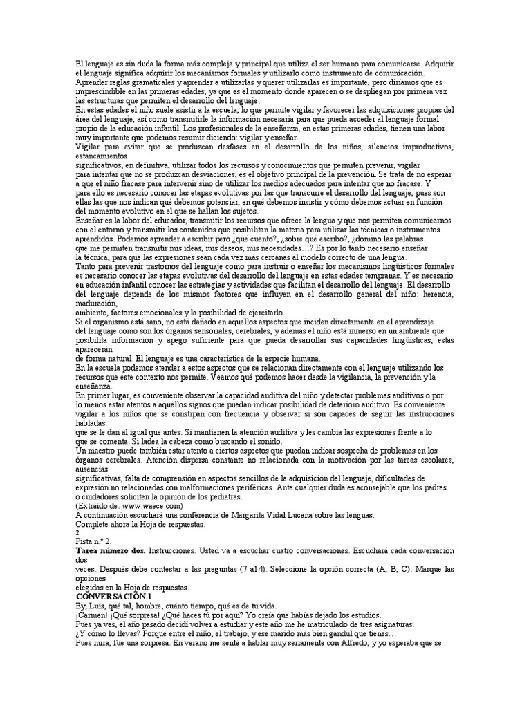 Comprensión Auditiva - Rob | PDF | Aquisición de idioma | Educación de ...