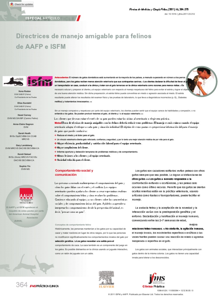 Feline-Friendly Handling Guidelines - En.es | PDF | Gatos | Temor