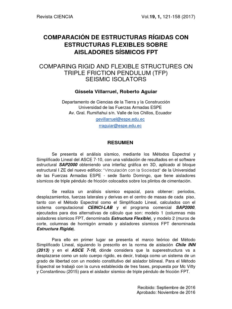 Comparación del comportamiento sísmico de estructuras rígidas y ...