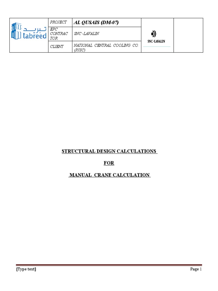 Manual Crane Calculation | PDF | Civil Engineering | Bending