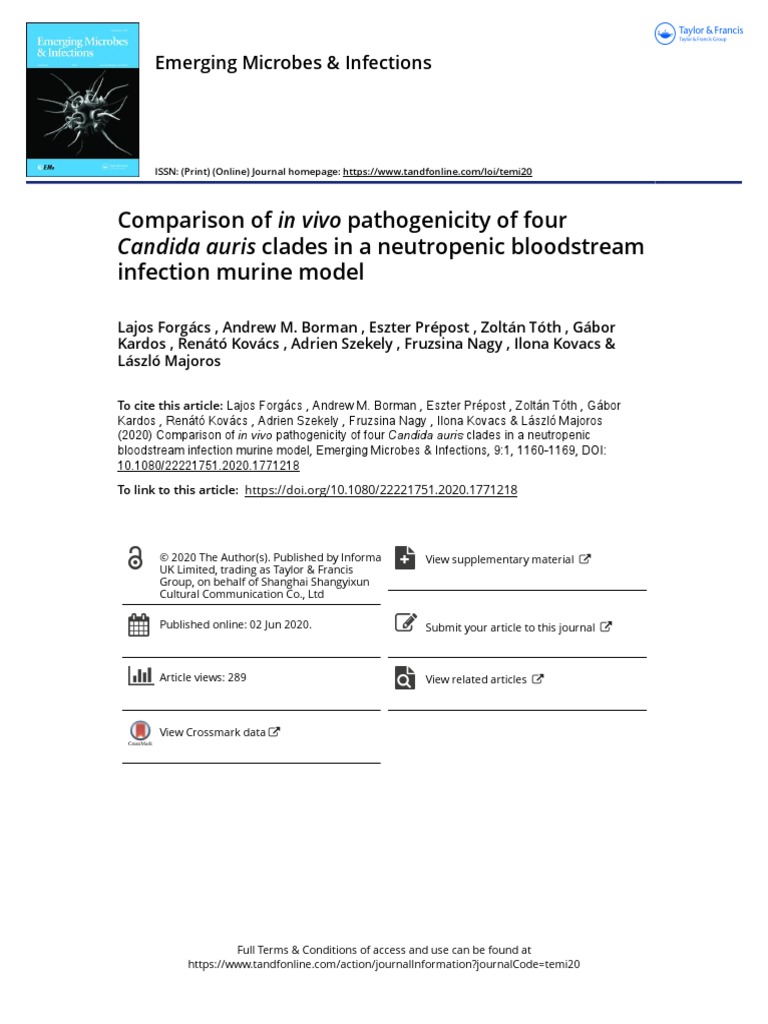 Comparison of in Vivo Pathogenicity of Four Candida Auris Clades in A ...