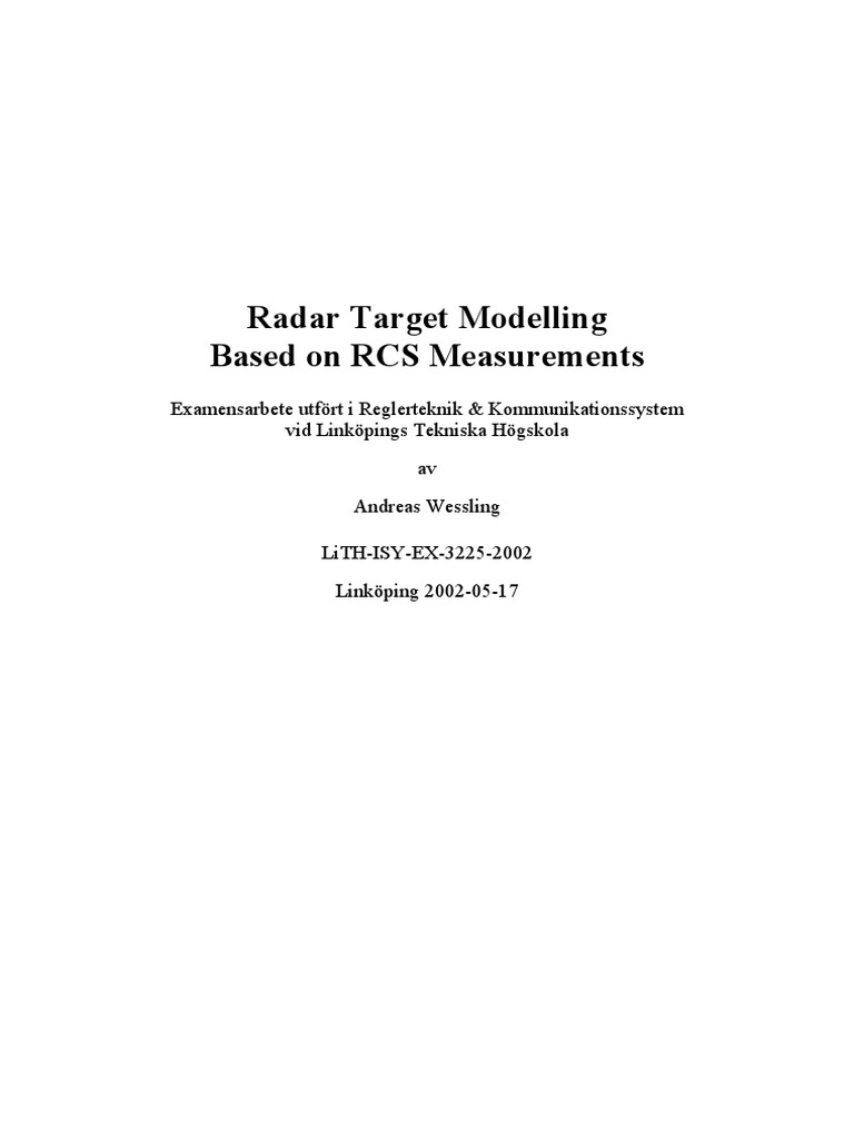 Radar Target Modelling Based On RCS Measurements | PDF | Radar ...