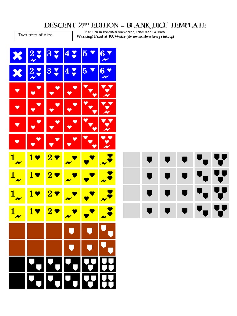 Blank Dice Template for Descent 2E | PDF