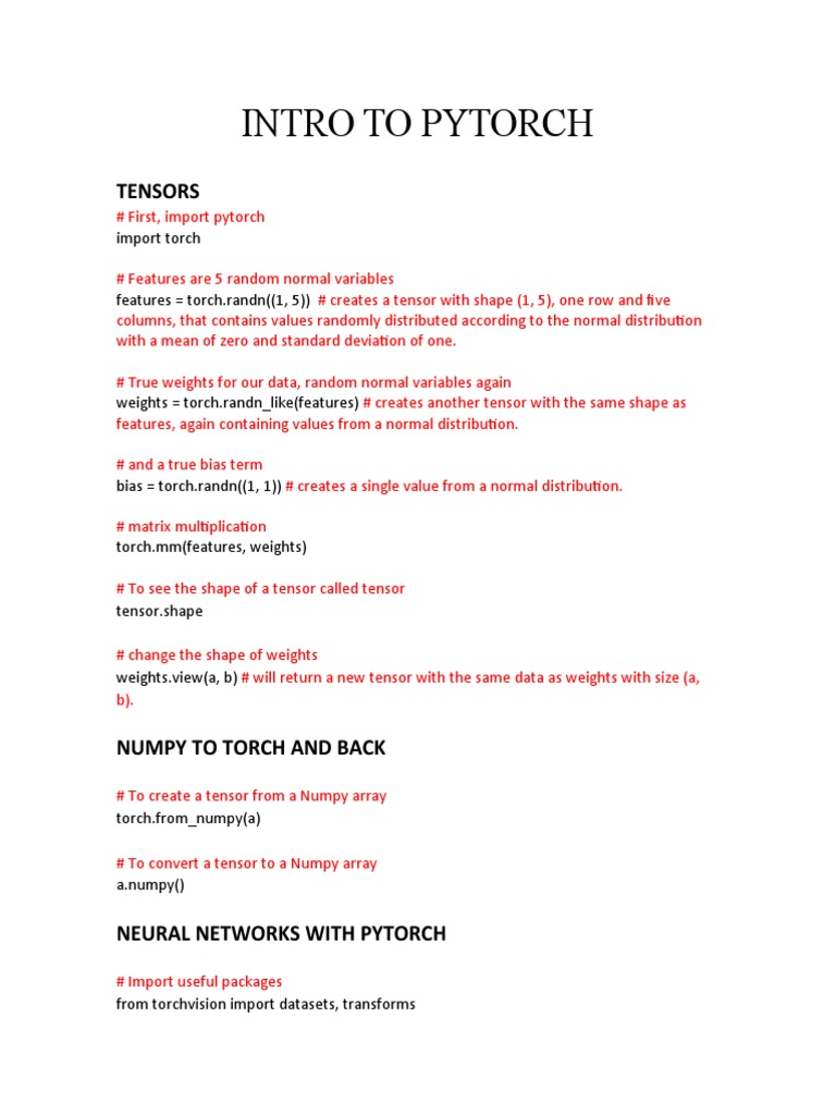 Intro To Pytorch | PDF | Tensor | Matrix (Mathematics)