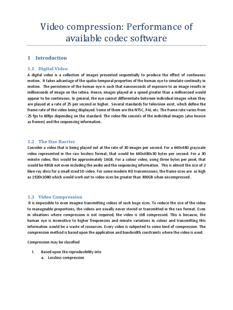 Video Codec Comparison Report | PDF | Data Compression | Codec
