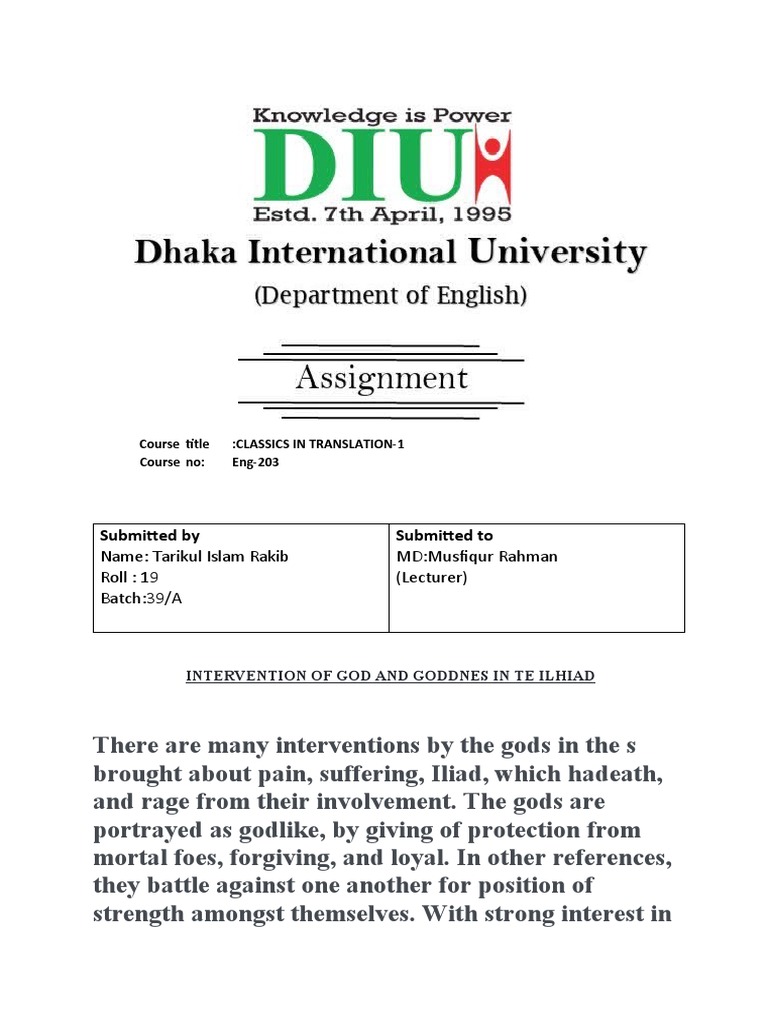 Dhrubo Assignment | Download Free PDF | Hector | Achilles