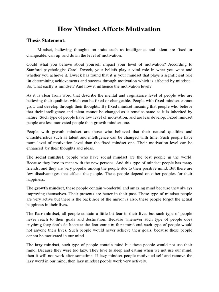 Mindset's Impact on Motivation and Success | PDF | Mindset | Motivation