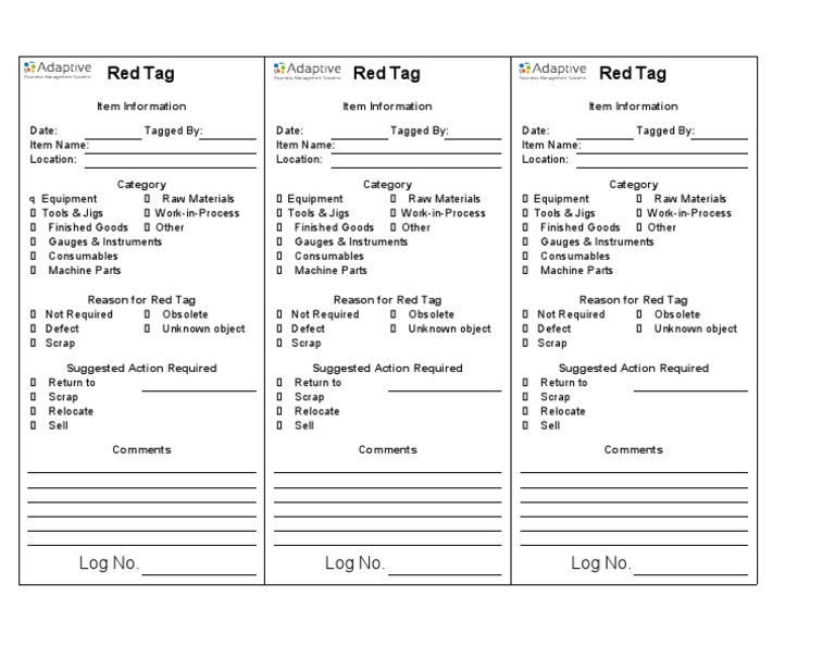 5S Red Tag Template AdaptiveBMS | PDF