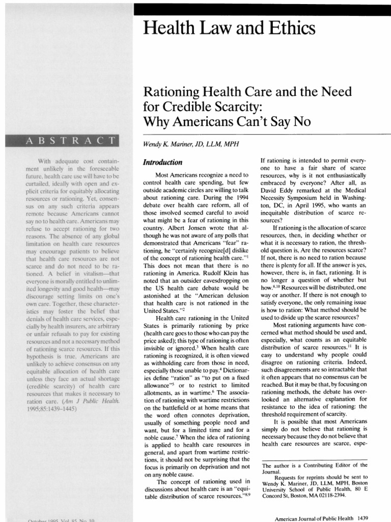 Rationing Health Care: American Perspectives | PDF | Rationing | Insurance