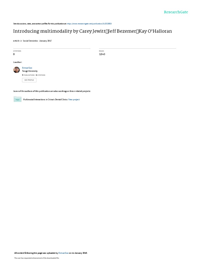 Introducing Multimodality by Carey Jewitt Jeff Bezemer Kay O Halloran ...