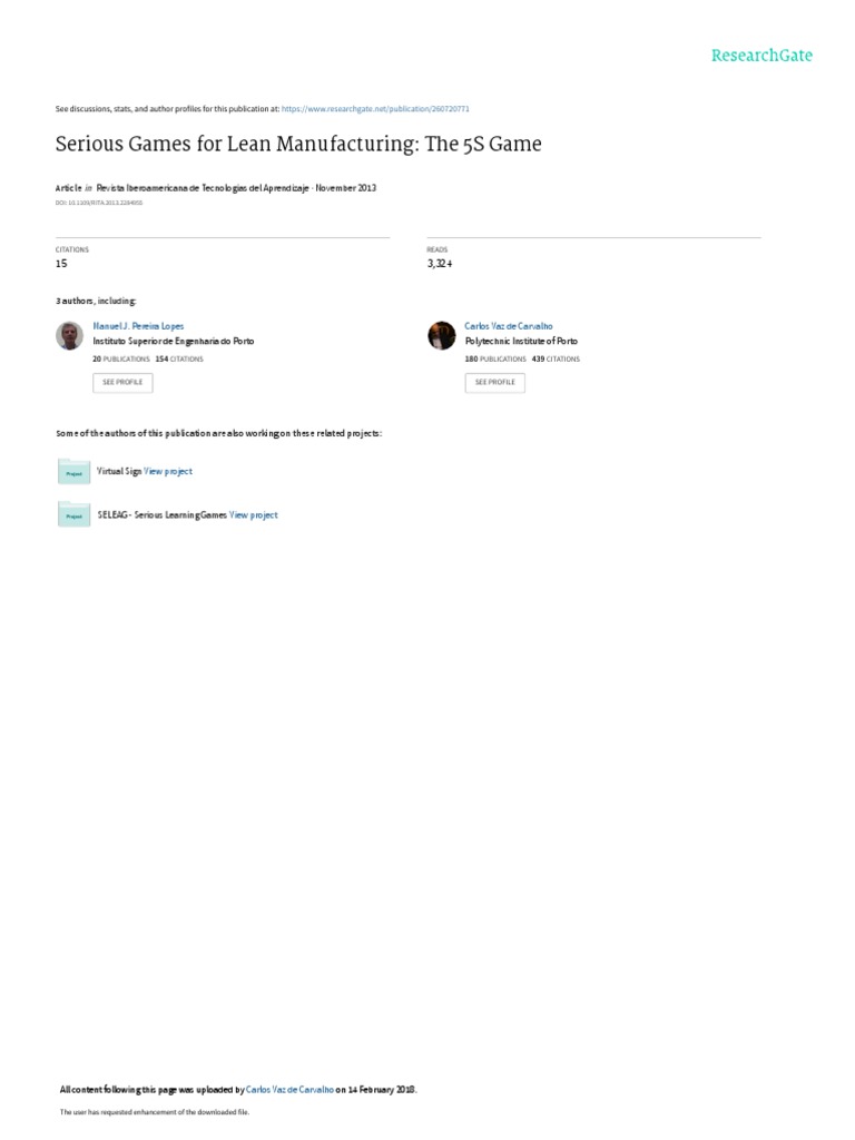 Serious Games For Lean Manufacturing The 5S Game | PDF | Prototype ...