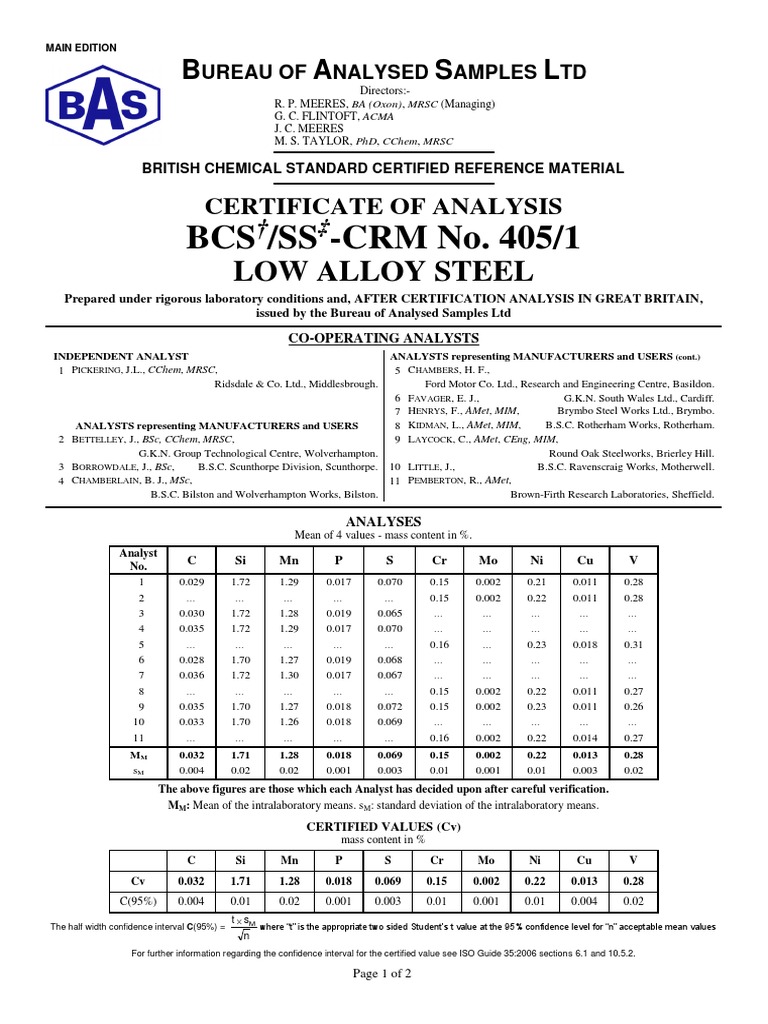 BCS - SS-CRM 405 - 1 Dec2009 | PDF | Absorption Spectroscopy | Chemical Substances