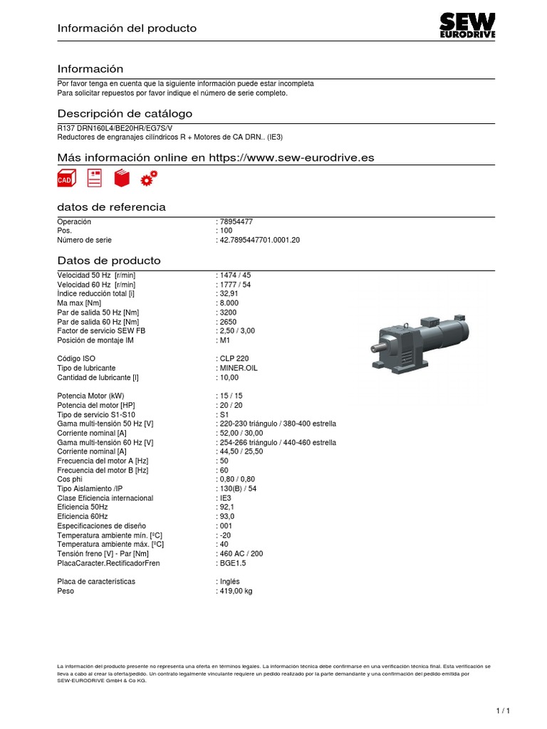 100 R137 DRN160L4 BE20HR EG7S V ProductData Es ES | PDF | Naturaleza