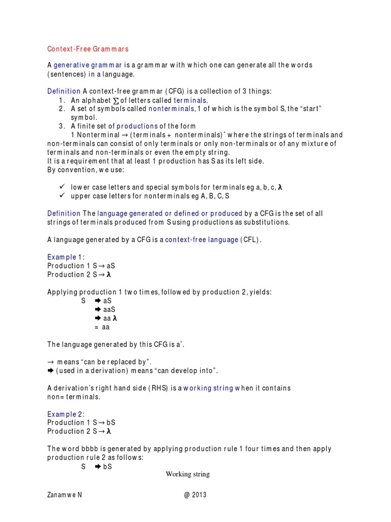 Generative Grammar: Terminals Nonterminals Productions | PDF | Linguistics | Languages