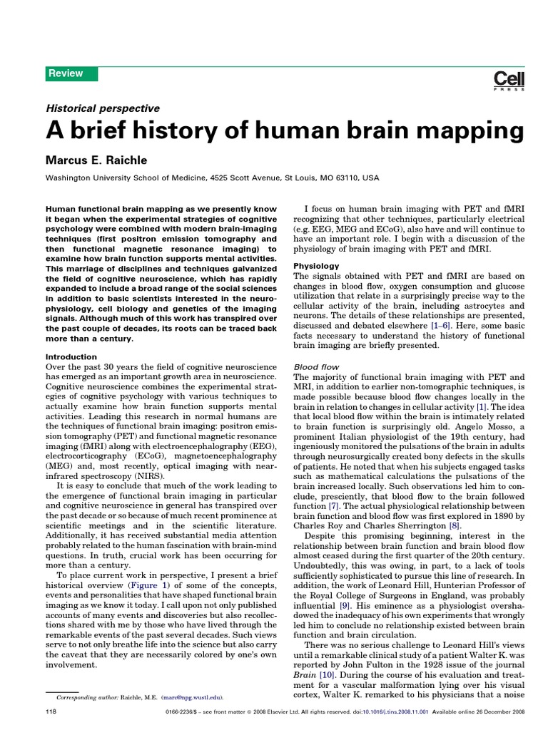 Raichle - 2009 - A Brief History of Human Brain Mapping | PDF ...