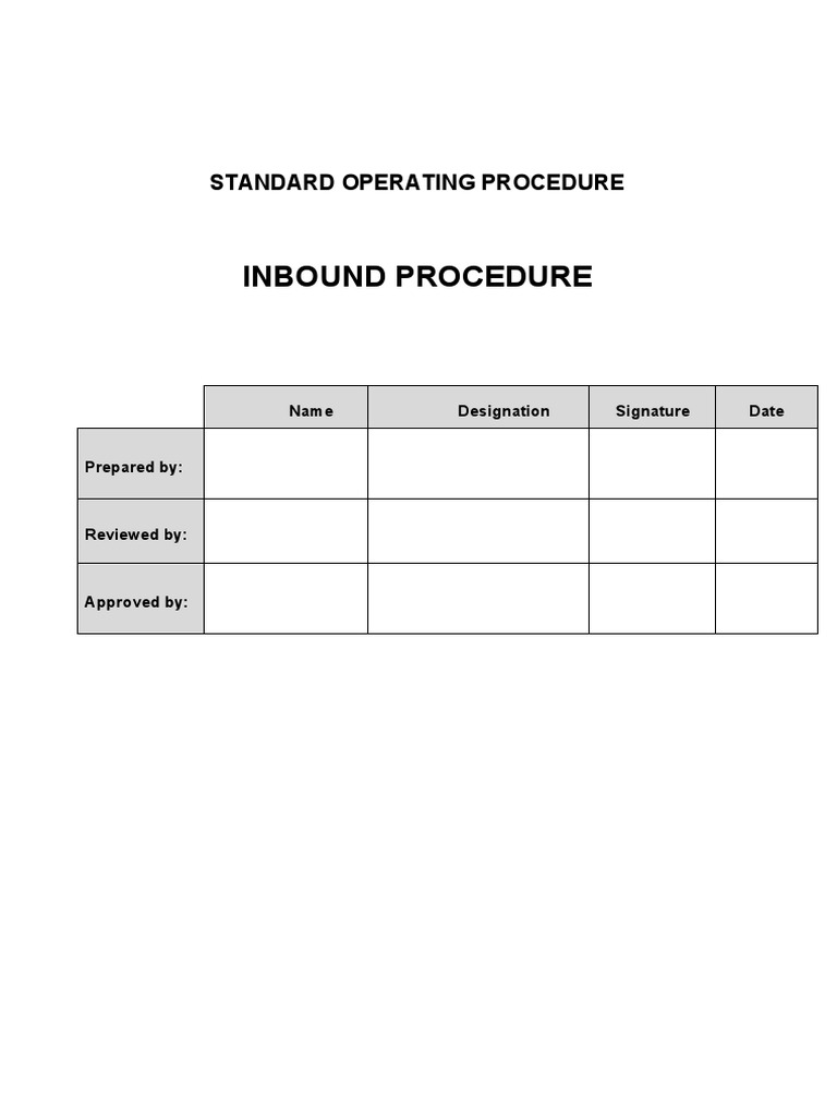 SOP Inbound June 2020 | PDF | Warehouse | Tire