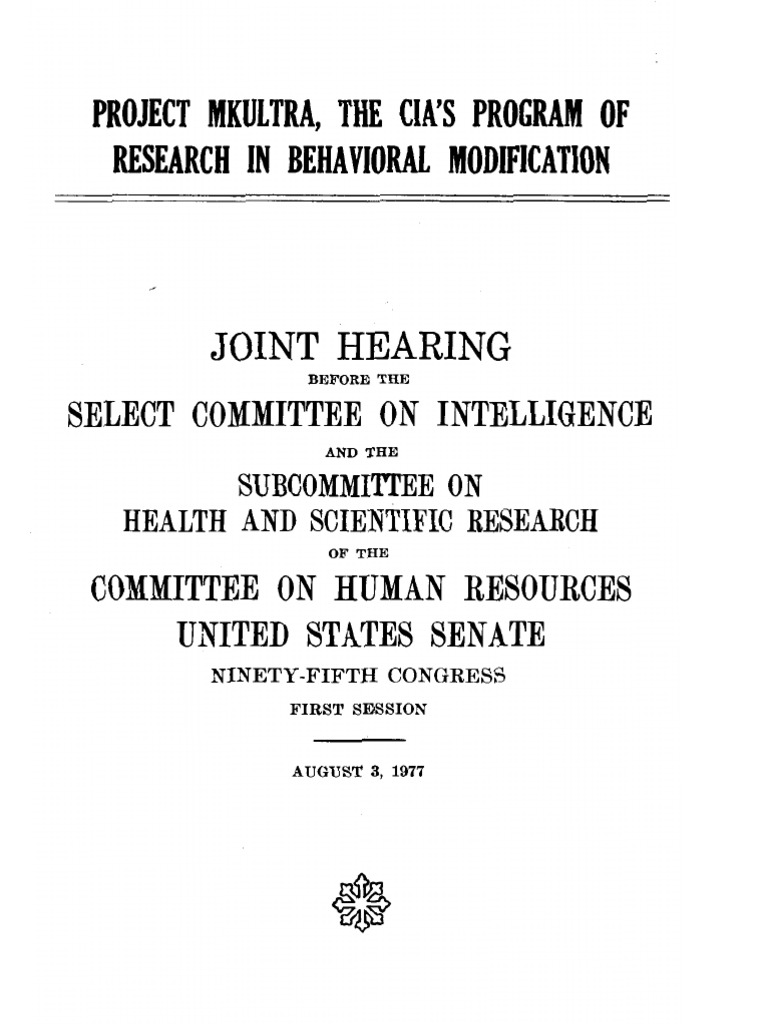 Project MK Ultra Government Hearing 1977 | PDF | Politics
