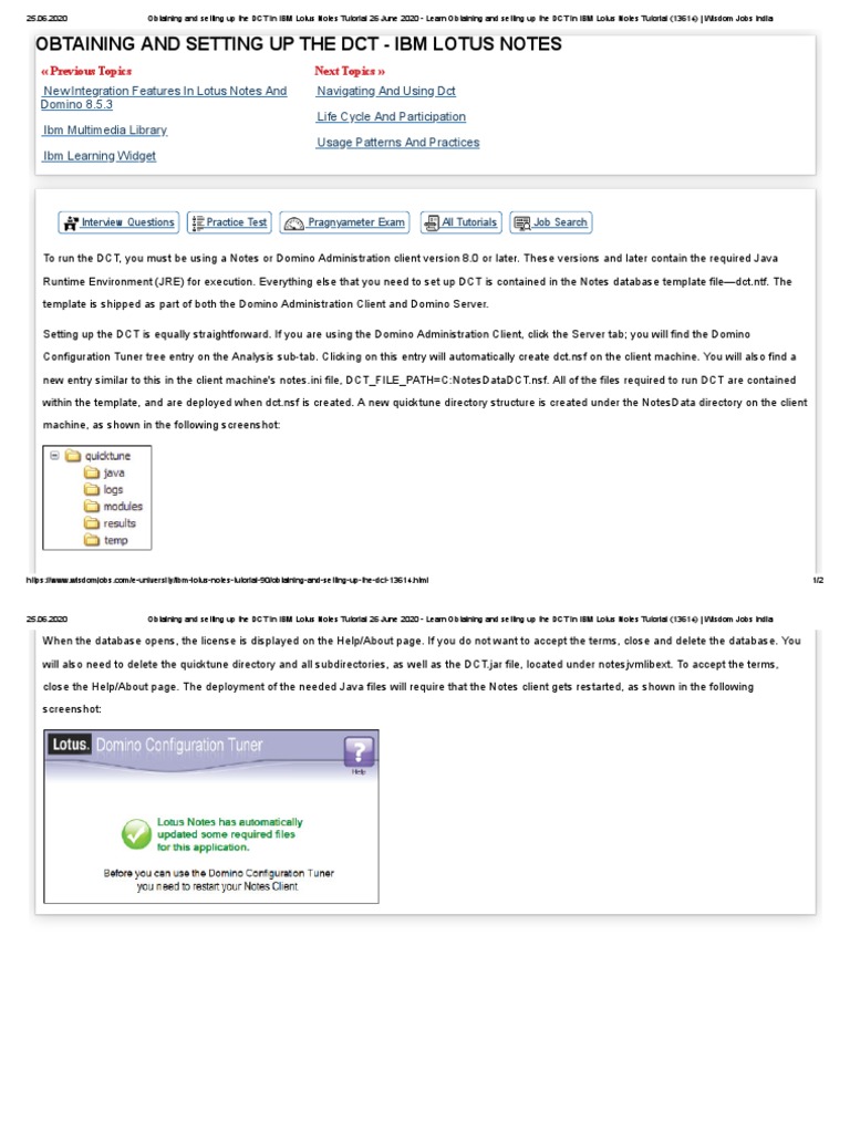 Obtaining and Setting Up The DCT in IBM Lotus Notes Tut | PDF | Ibm ...