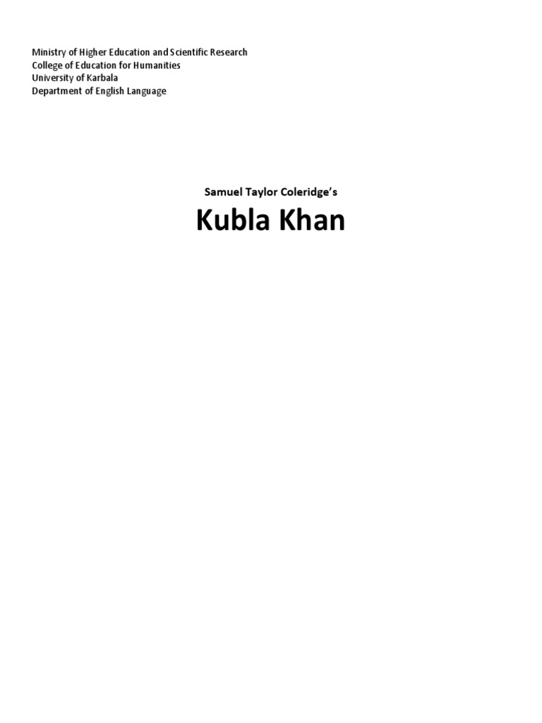 Kubla Khan: Samuel Taylor Coleridge's | PDF | Poetry