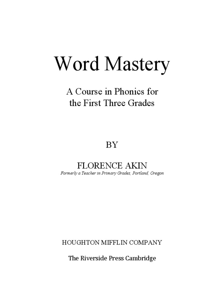 Word Mastery Typed | PDF | Phonics | Books