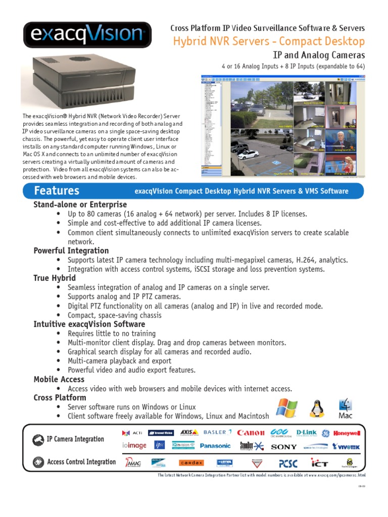 Exacqvision hybridDT 0809 | PDF | Server (Computing) | Cross Platform ...