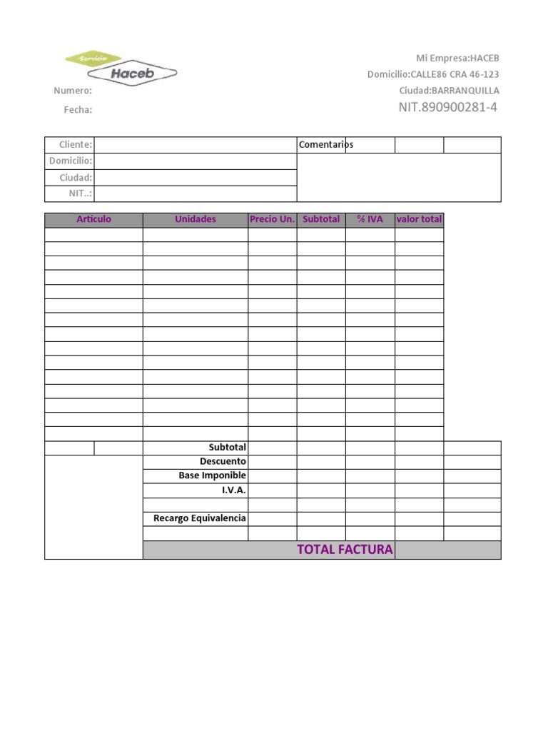 Factura Haced | PDF