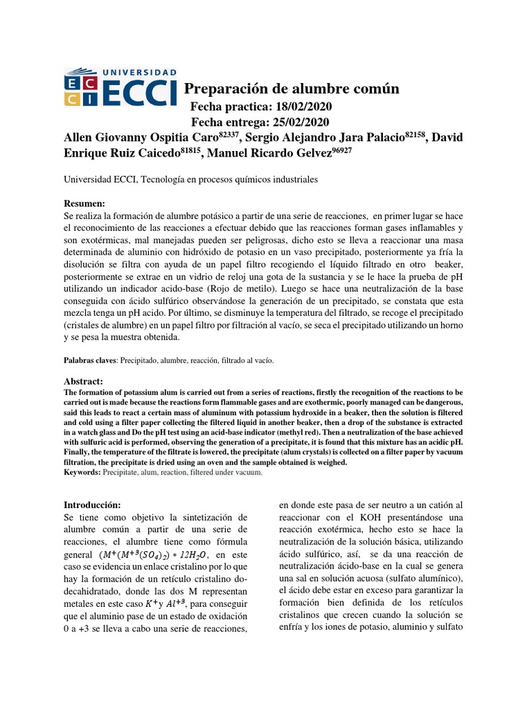 Composición Química del Alumbre | PDF | Solubilidad | Agua