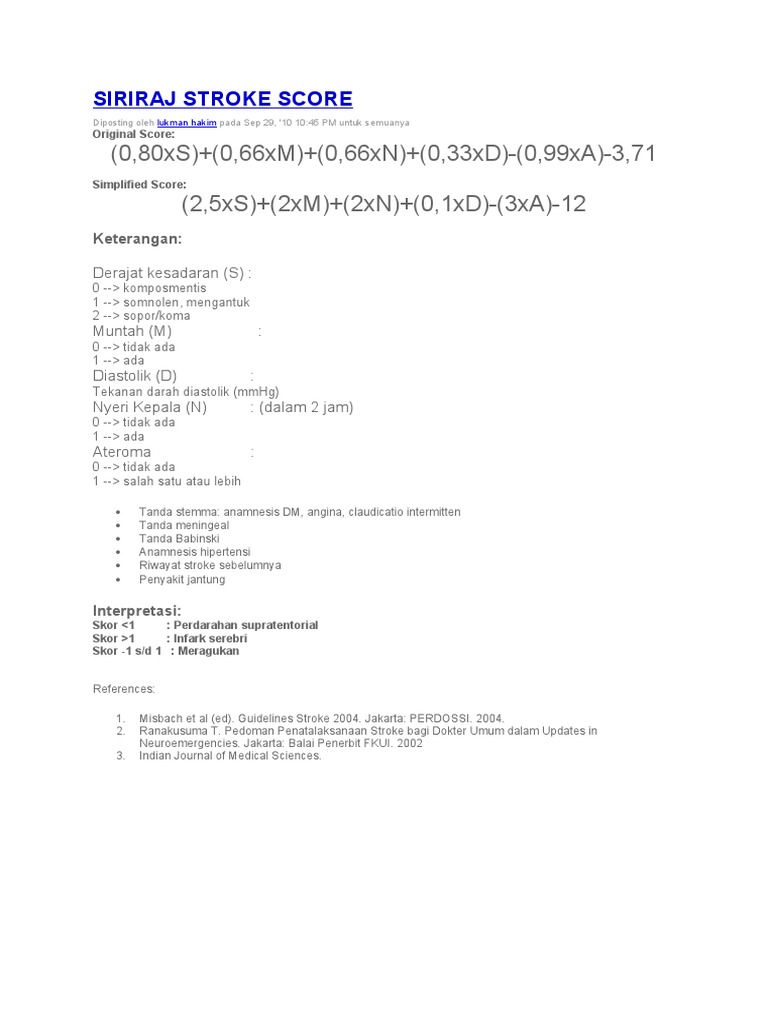 Siriraj Stroke Score | PDF